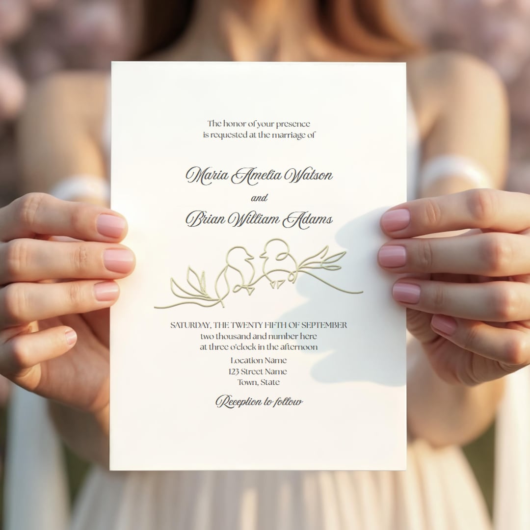 Elegant Dove Wedding Invitation Template – Editable Canva Printable ...