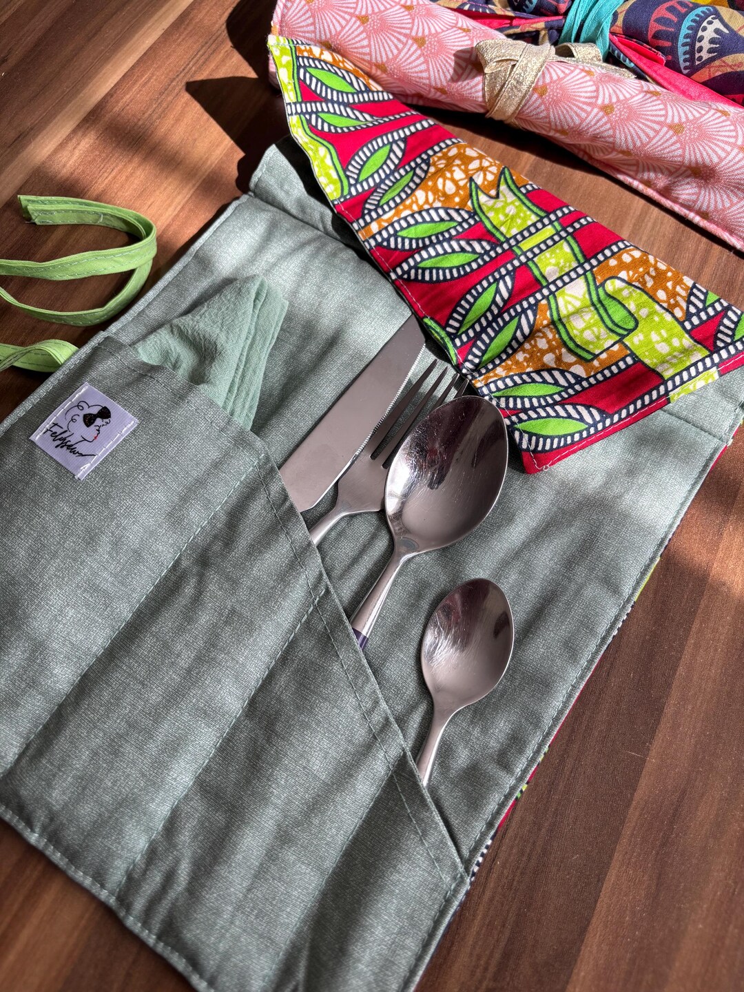 Cutlery Holder, Fabric Cutlery Pouch, Washable Handmade Cutlery Holder ...