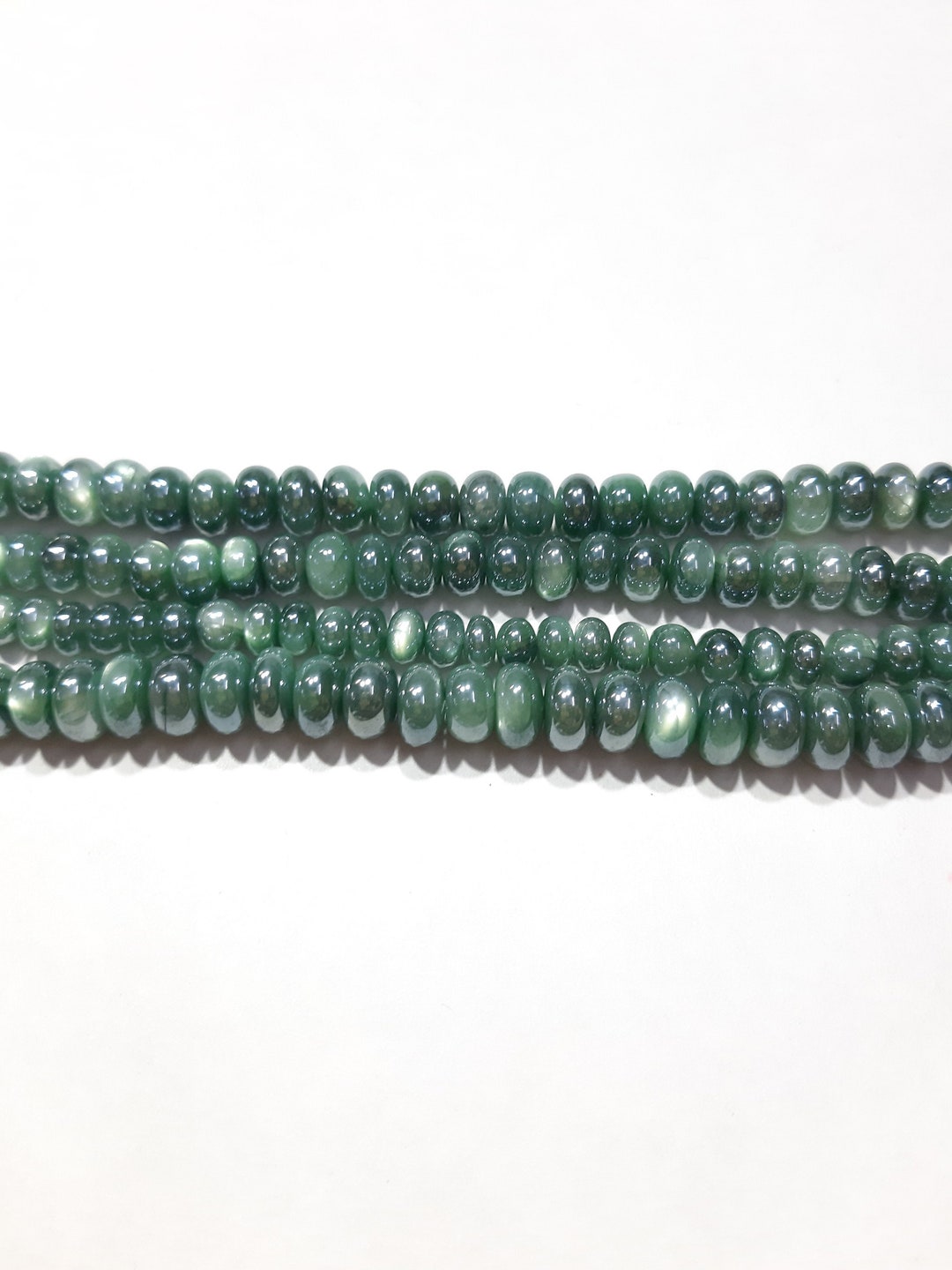 AAA+++1 Strand Silverite Dyed Green Moonstone Plain Rondelle Beads ...