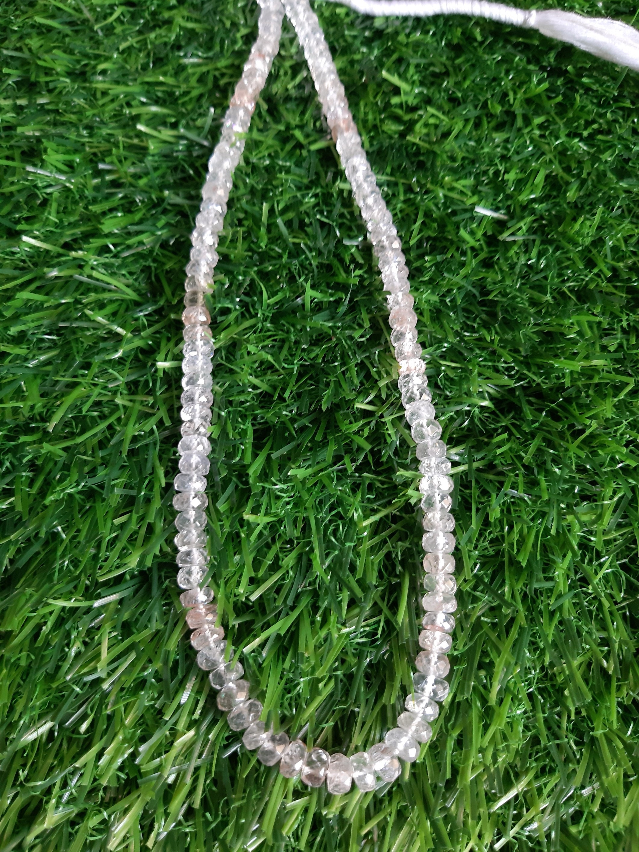 AAA+++1 Strand Natural White Apatite Faceted Rondelle Beads/white ...