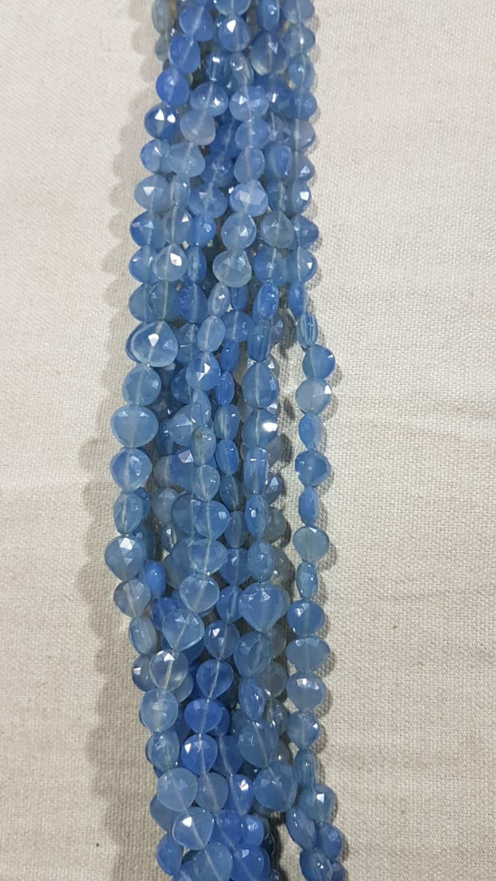 AAA+++1 Strand Silverite Dyed Blue Chalcedony Faceted Heart Beads ...