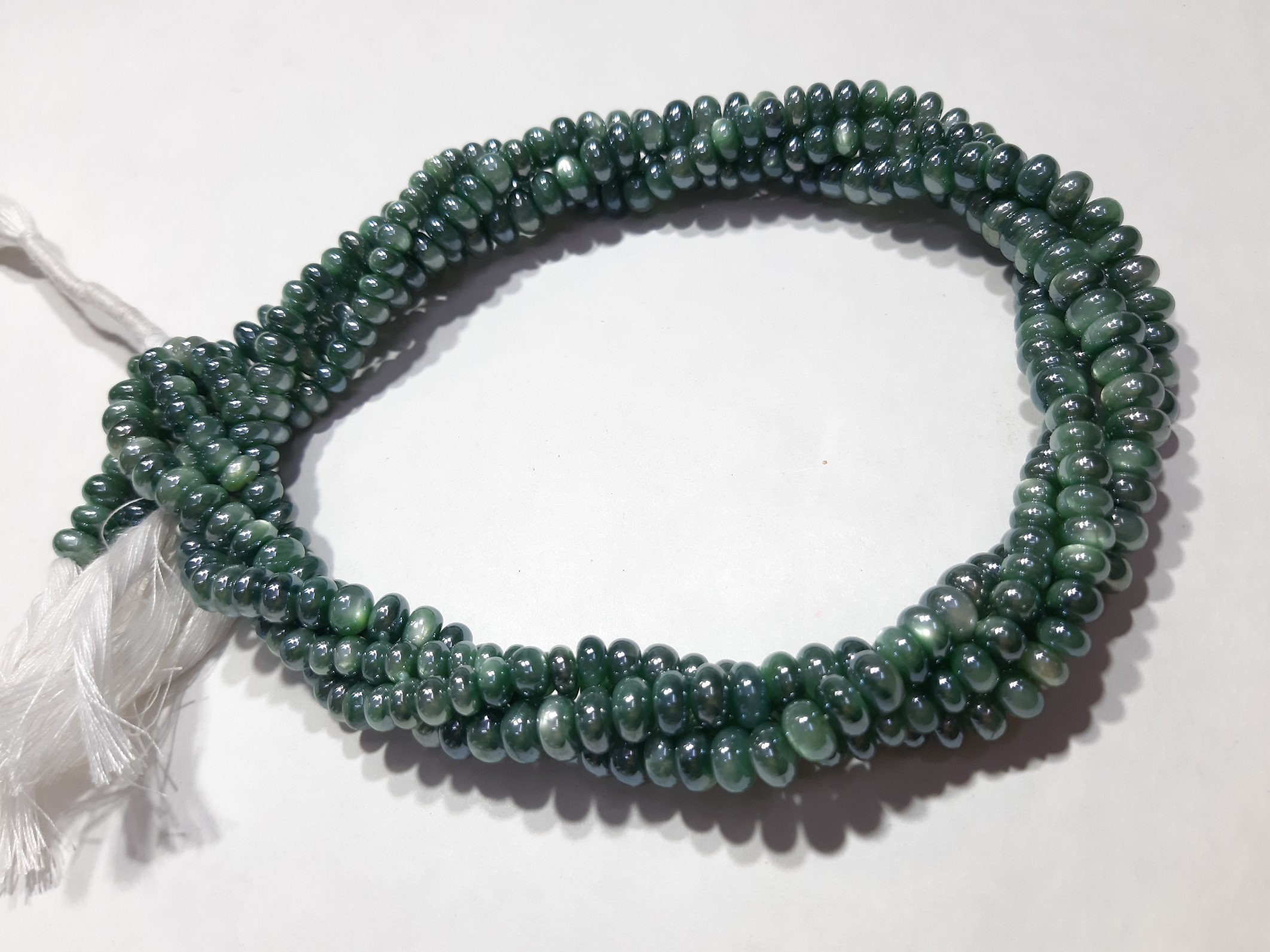 AAA1 Strand Silverite Dyed Green Moonstone Plain Rondelle | Etsy