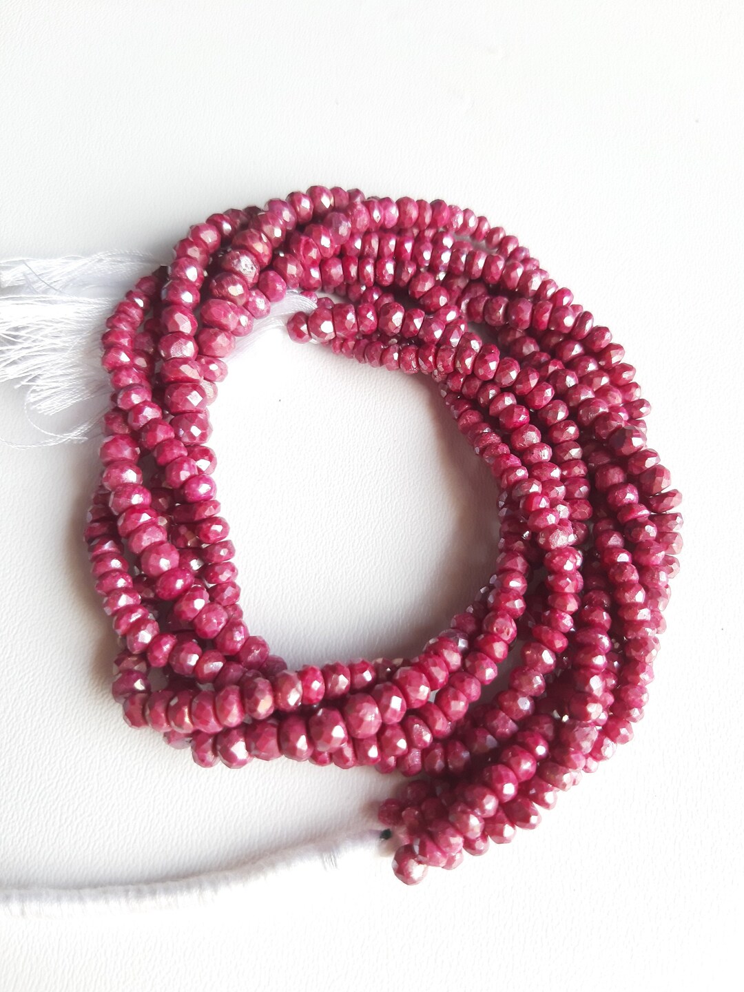 AAA+++1 Strand Dyed Silverite Pink Ruby Micro Faceted Rondelle Beads ...