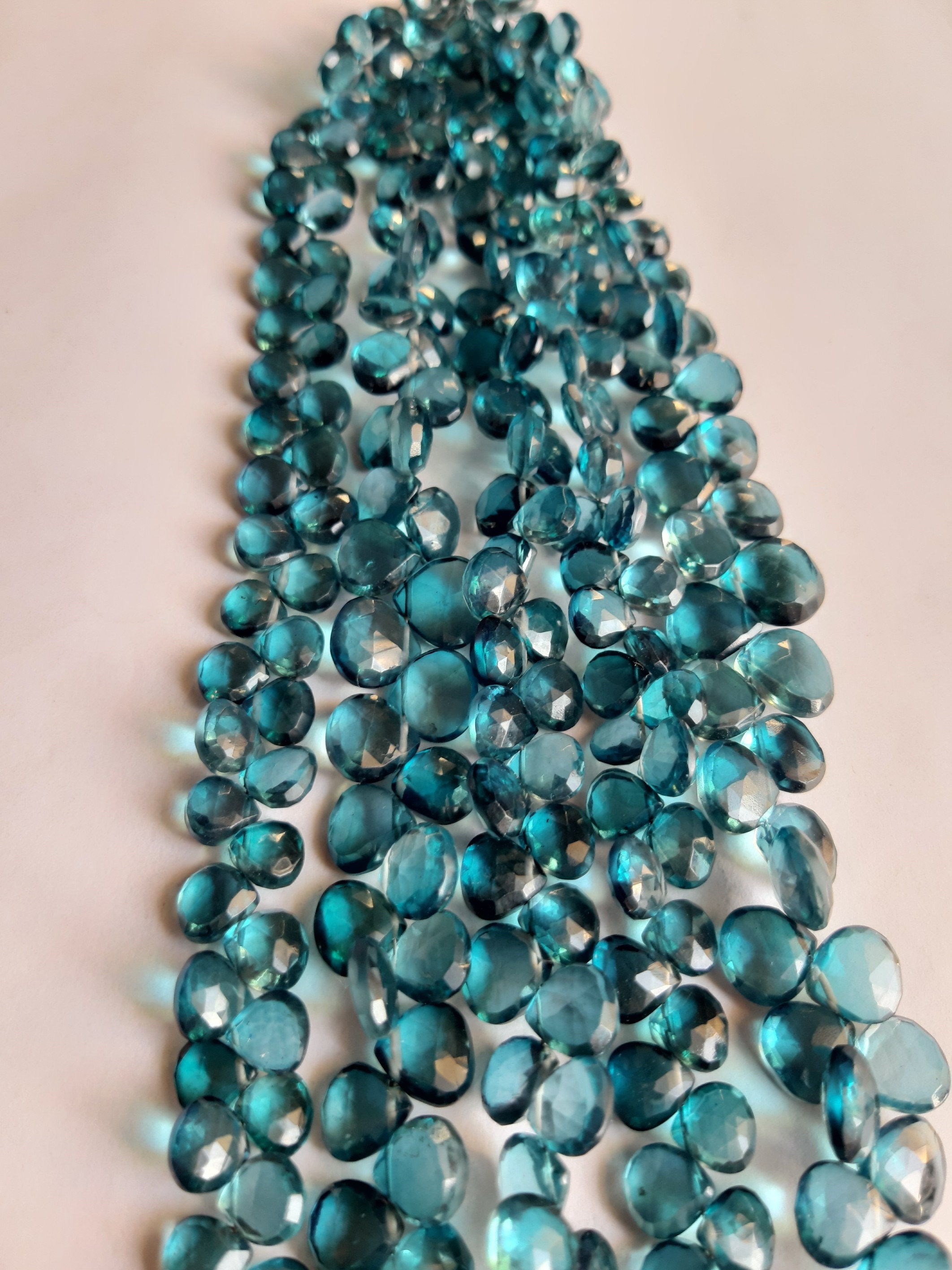 AAA1 Strand Coated London Blue Topaz Faceted Heart & Pear | Etsy