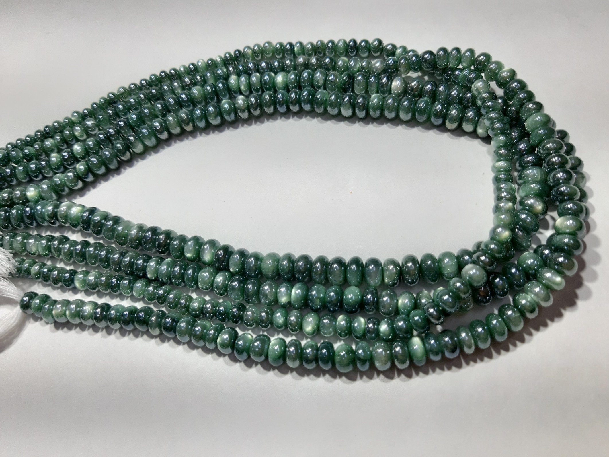 AAA1 Strand Silverite Dyed Green Moonstone Plain Rondelle | Etsy