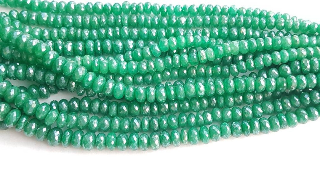 AAA1 Strand Silverite Beads Mystic Emerald Green Natural Quartz Faceted ...