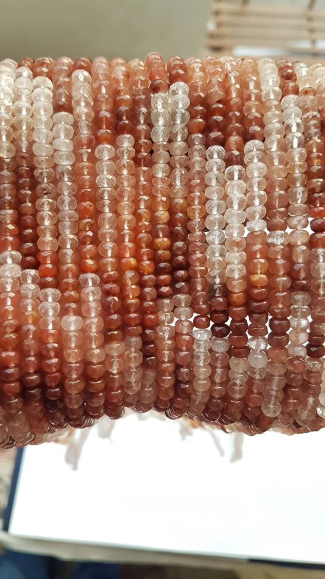 AAA+++1 Strand Pink Rutilated Natural Quartz Faceted Rondelle Beads ...