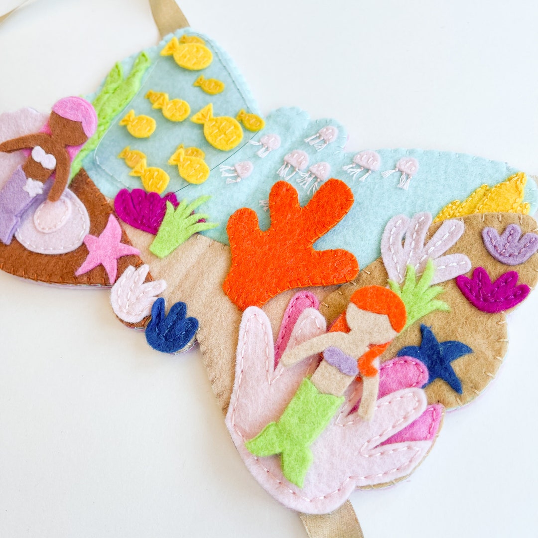 Mini Quiet Book Pattern and Templates | Mermaid Shell Felt Craft for ...