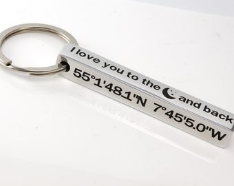 Fly Safely Keychain, Personalized, Anodized Aluminum, Couples Keychain ...