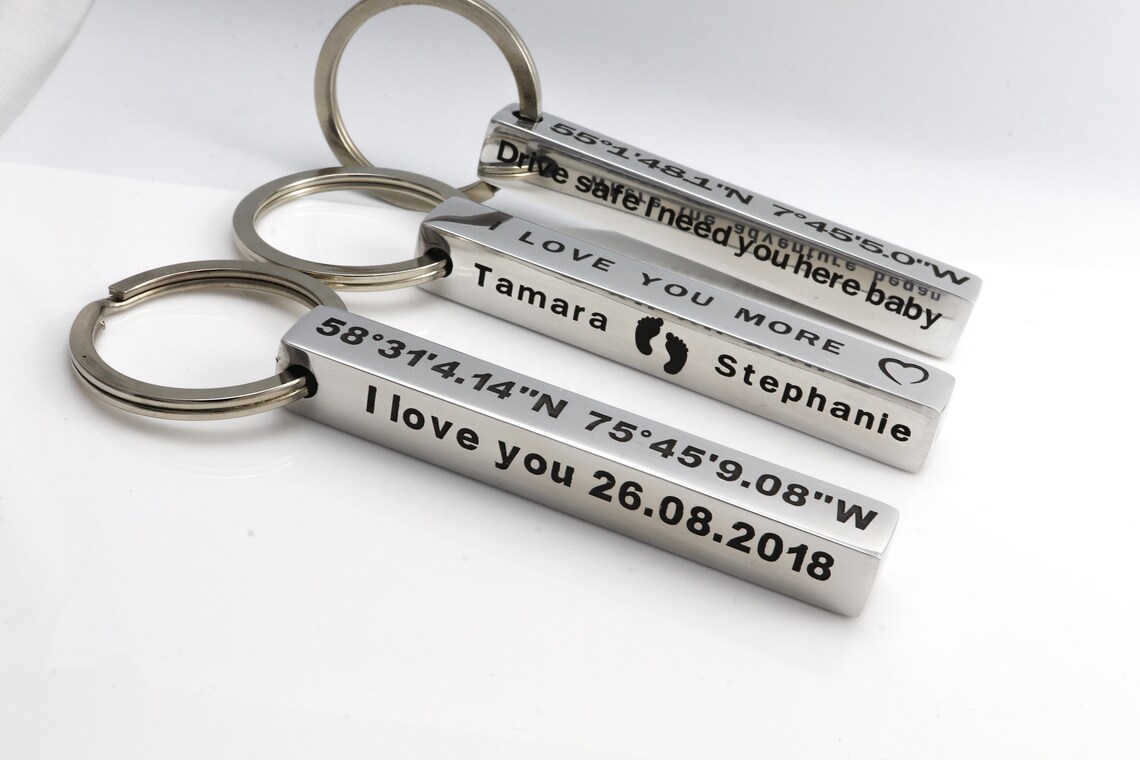 Custom Keyring GPS Coordinates Keychain Personalised - Etsy