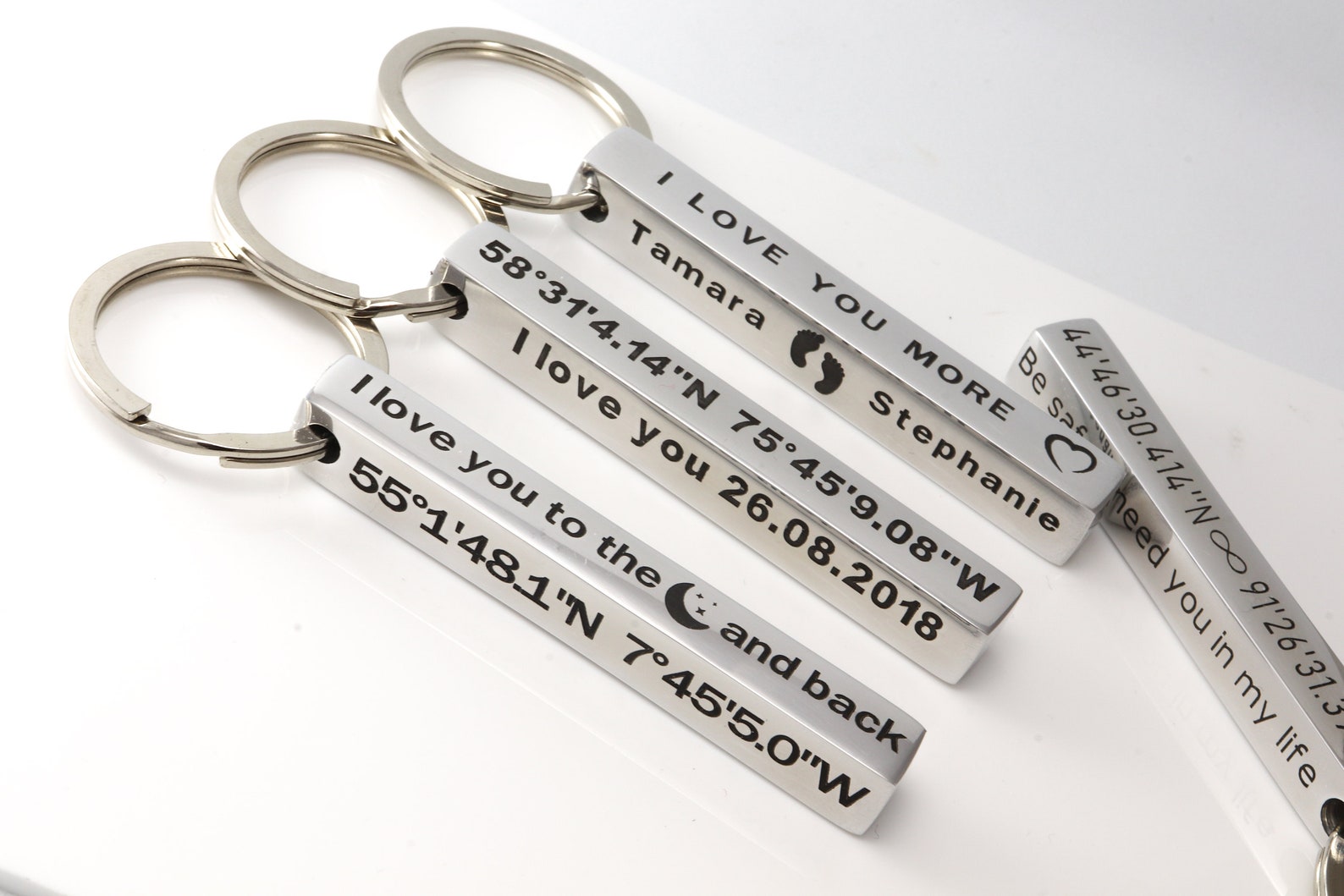 Custom Bar Keychainpersonalized Keychaincustom Coordinates - Etsy