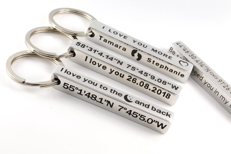 Personalized Bar Keychainpersonalized Coordinate | Etsy