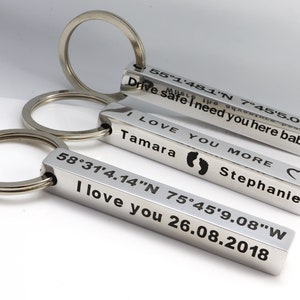 Custom Bar Keychain,personalized Keychain,custom Coordinates Keychain ...