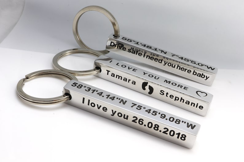 Custom Bar Keychainpersonalized Keychaincustom Coordinates - Etsy
