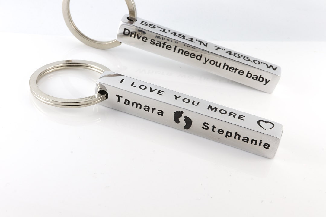 Custom Bar Keychain,personalized Keychain,custom Coordinates Keychain ...