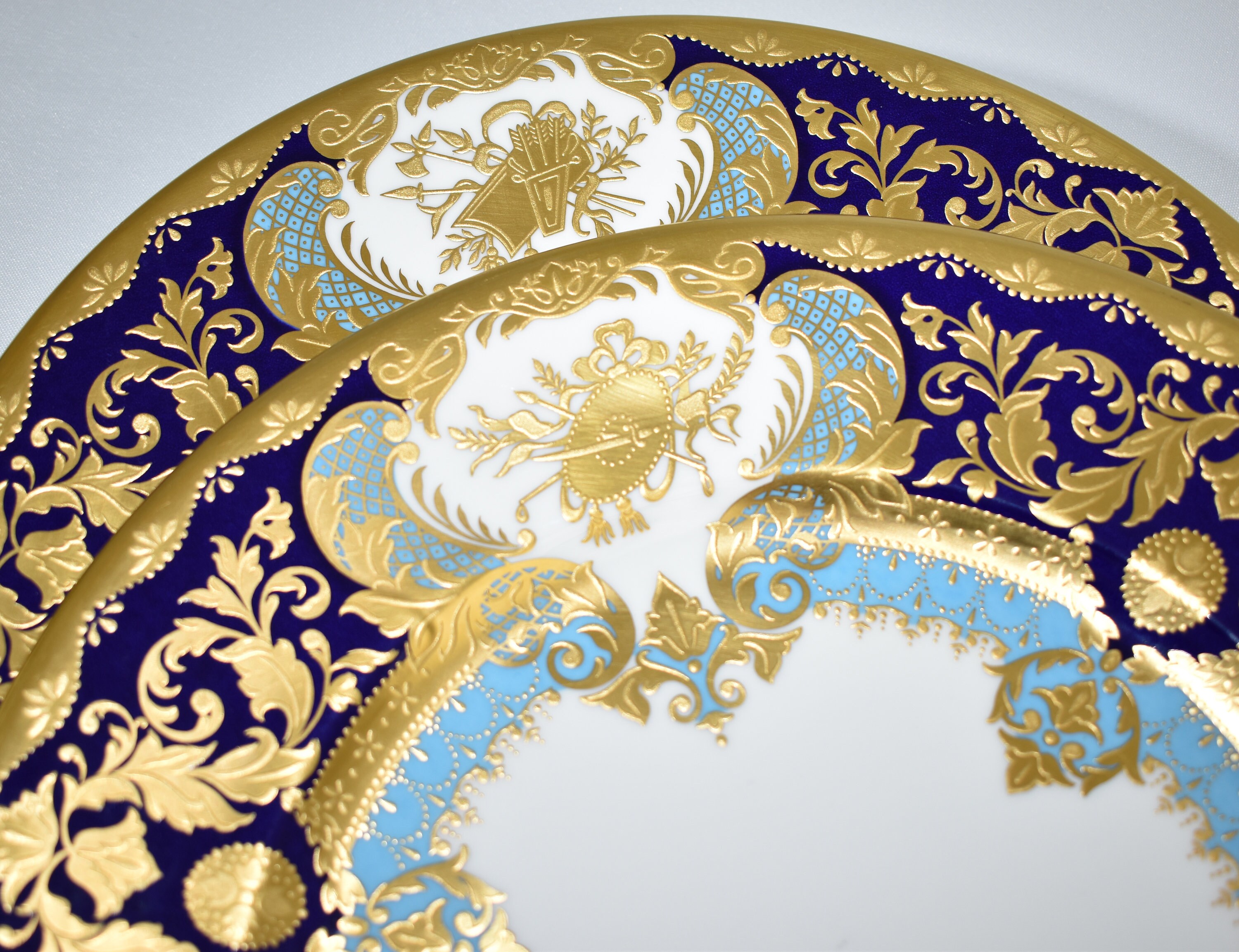 Pair of Fine Gold Enctusted De Lamerie Dinner Plates, Royale Pattern ...