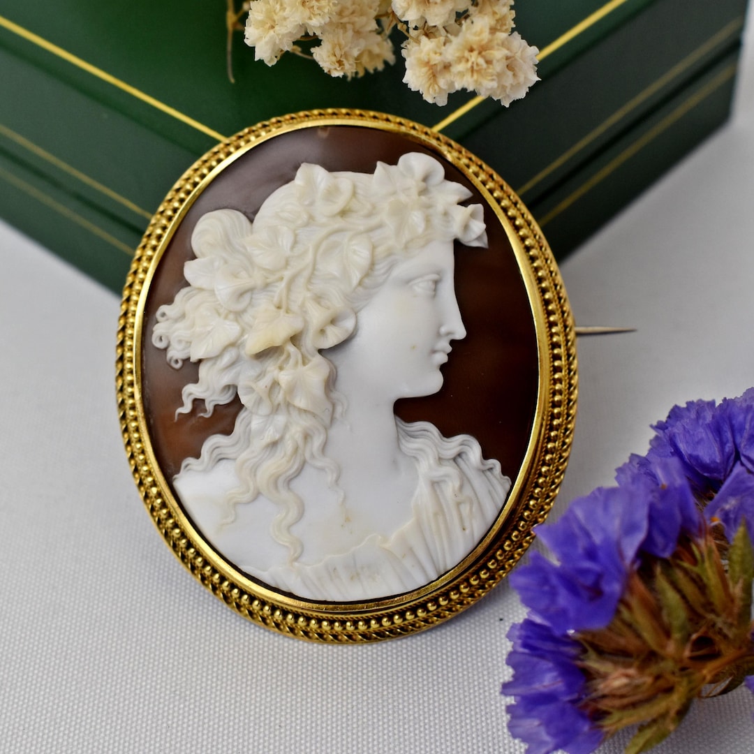 Rare Museum Quality Fine Victorian 18ct Gold Cameo of Goddess Flora, C ...