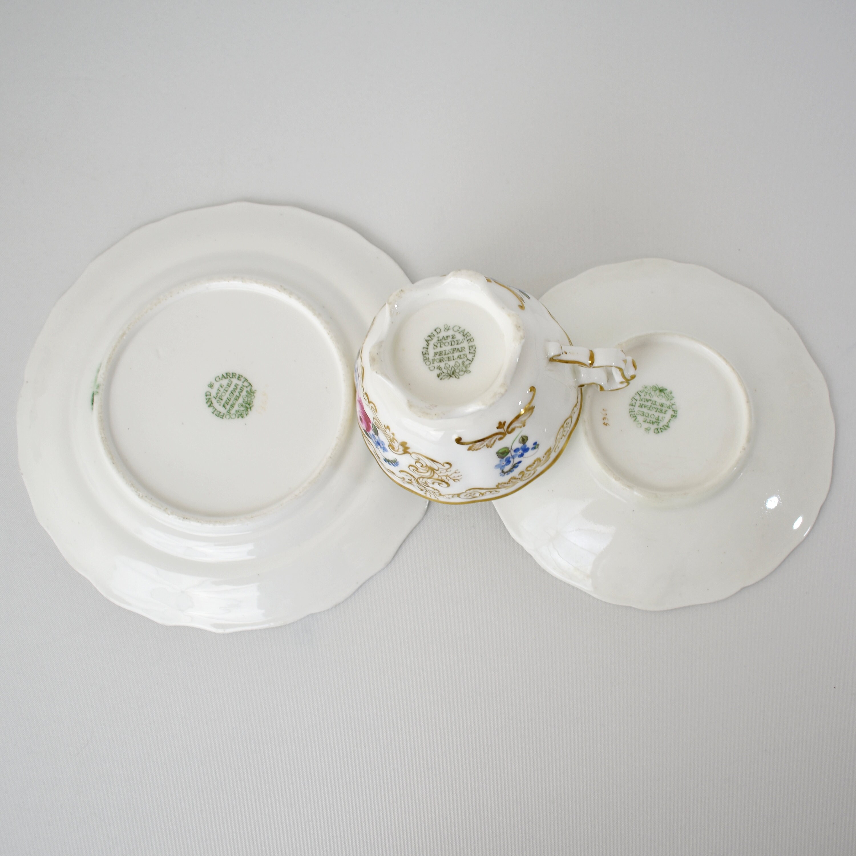 Fine Copeland and Garrett Louis Embossed Handpainted Tea Trio, C 1835 ...