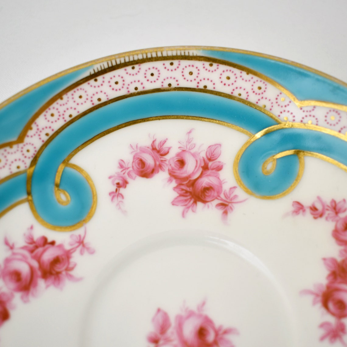 Rare Elegant Minton Hand Painted Tea Cup and Saucer, Turquoise Enamel ...