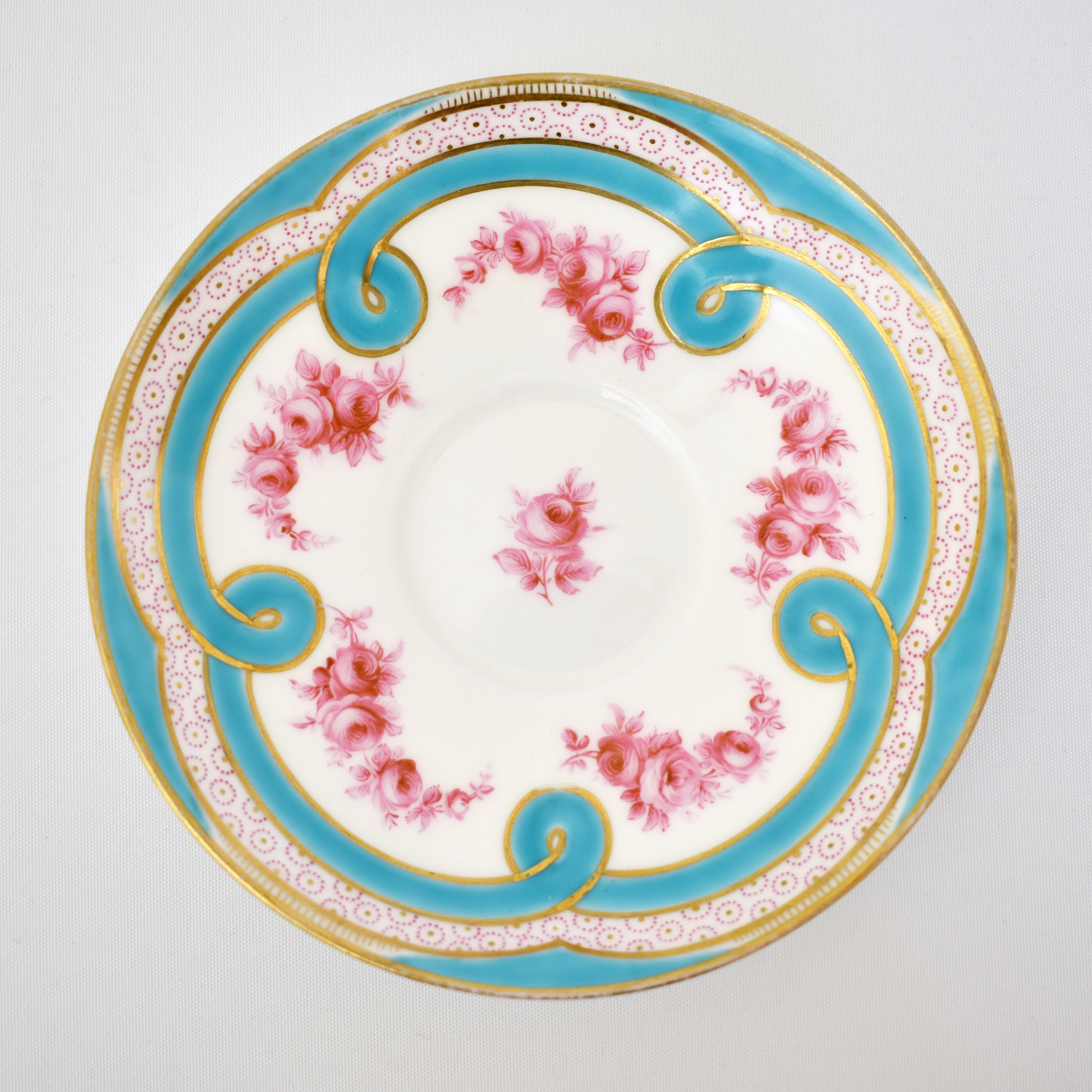 Rare Elegant Minton Hand Painted Tea Cup and Saucer, Turquoise Enamel ...