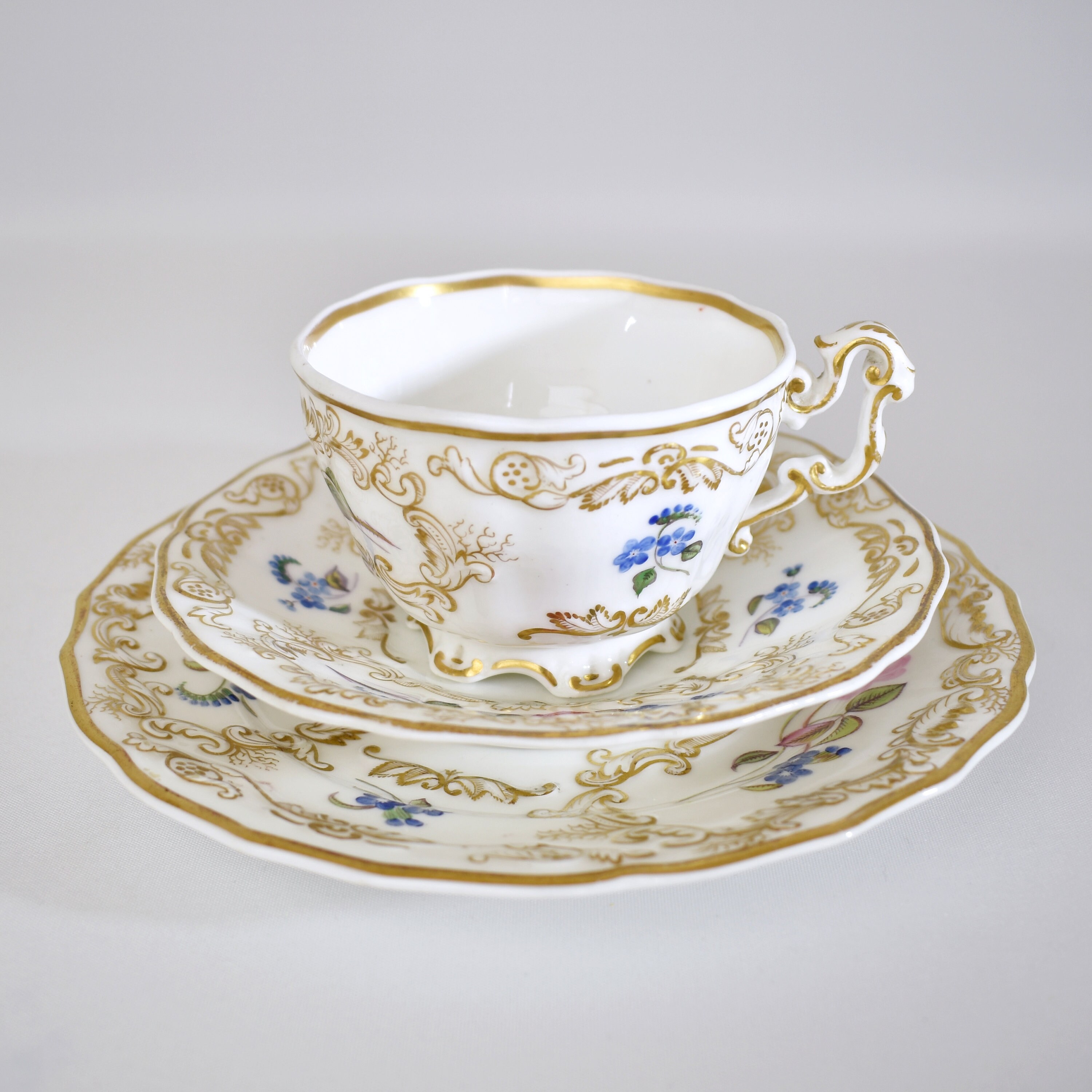 Fine Copeland and Garrett Louis Embossed Handpainted Tea Trio, C 1835 ...