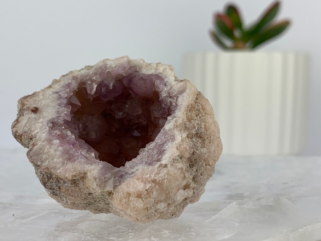 PINK AMETHYST Crystal Geode - Raw and Natural Mineral Specimen - Home ...