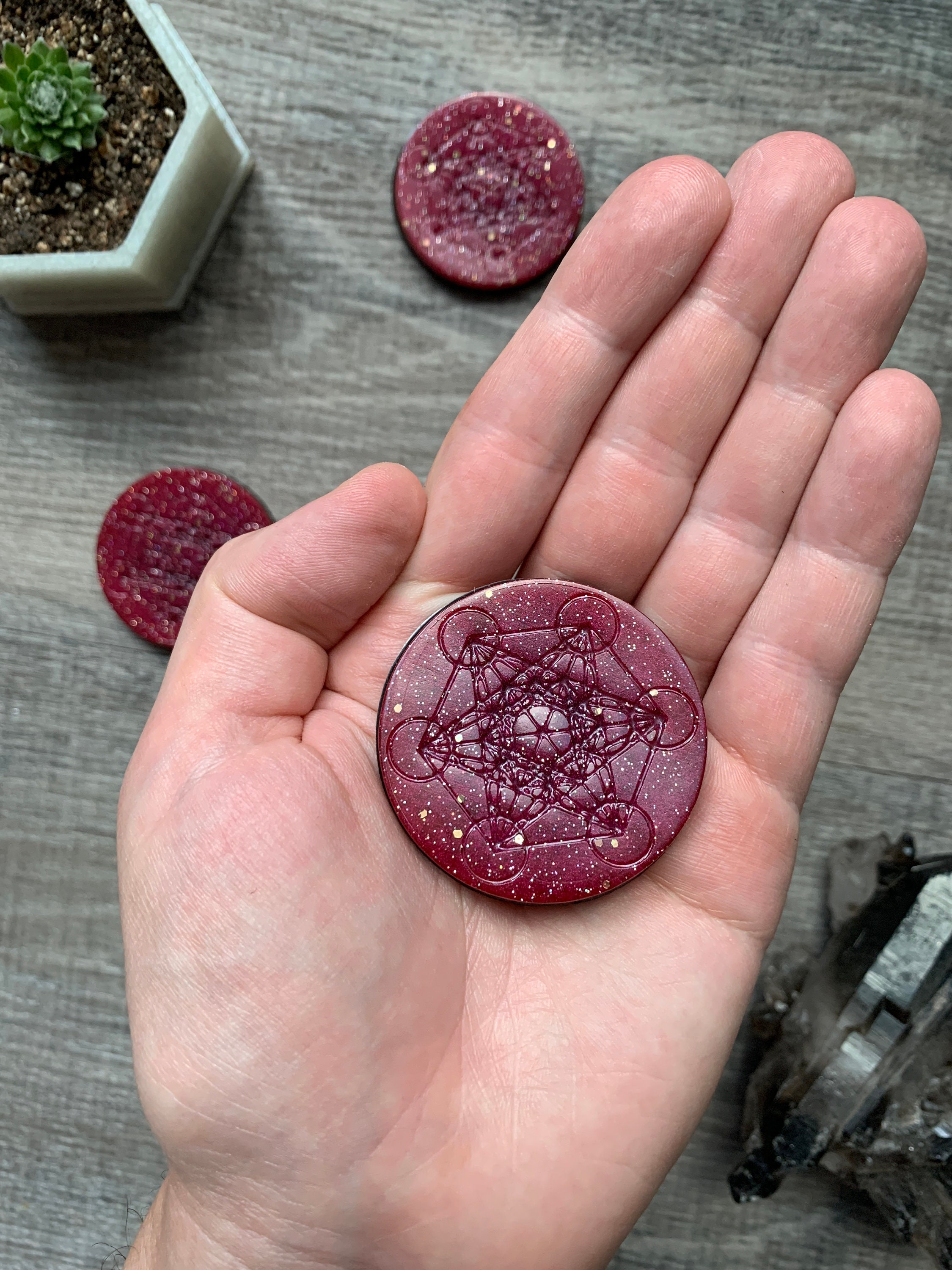Red Orgonite® Metatron's Cube EMF Shield: Spiritual Decor - Etsy