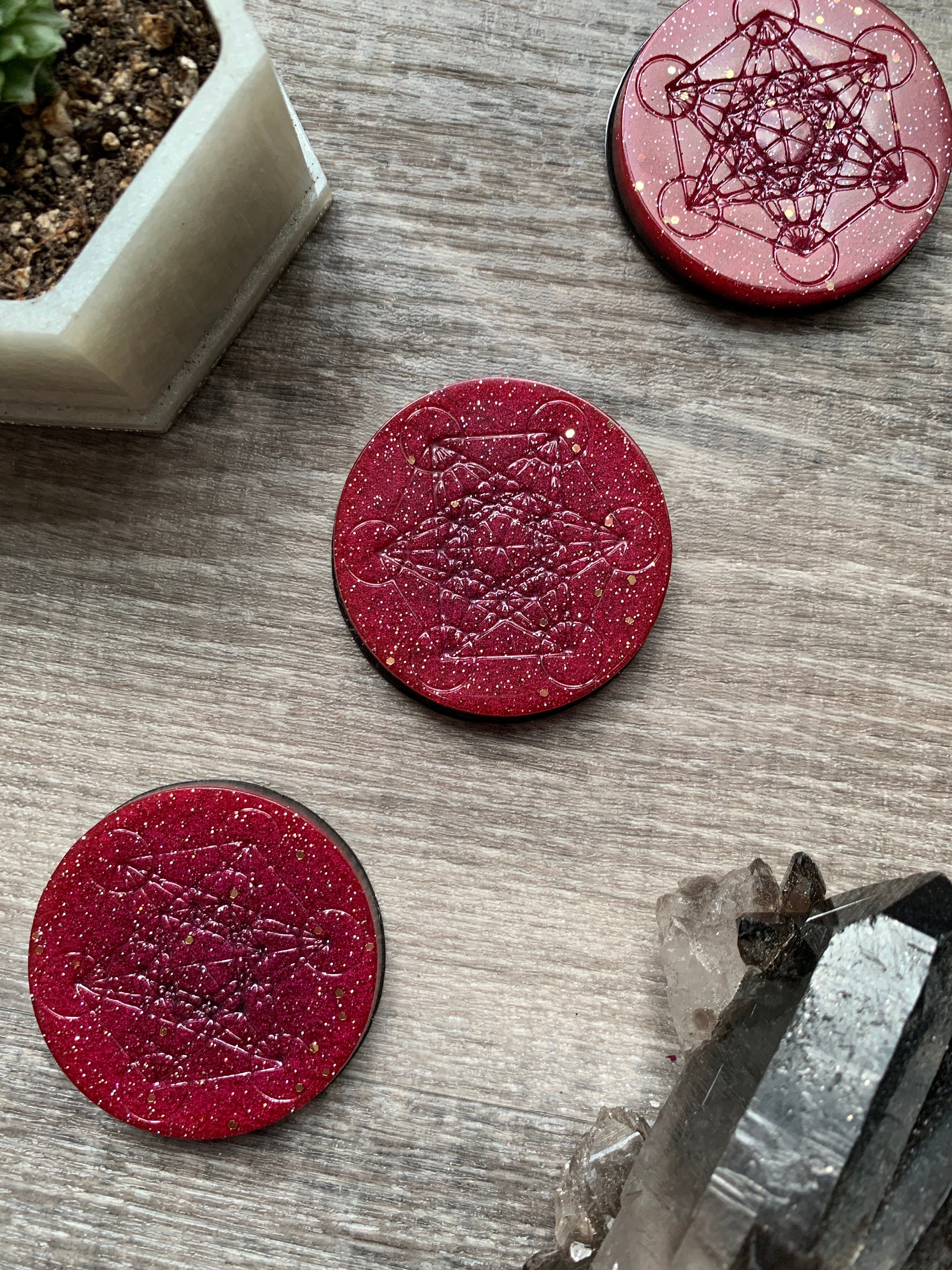Red Orgonite® Metatron's Cube EMF Shield: Spiritual Decor - Etsy