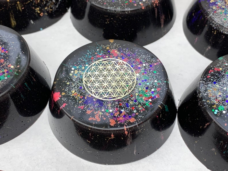Orgonite® Tower Buster - Rainbow Flower of Life Sacred Geometry Orgone ...