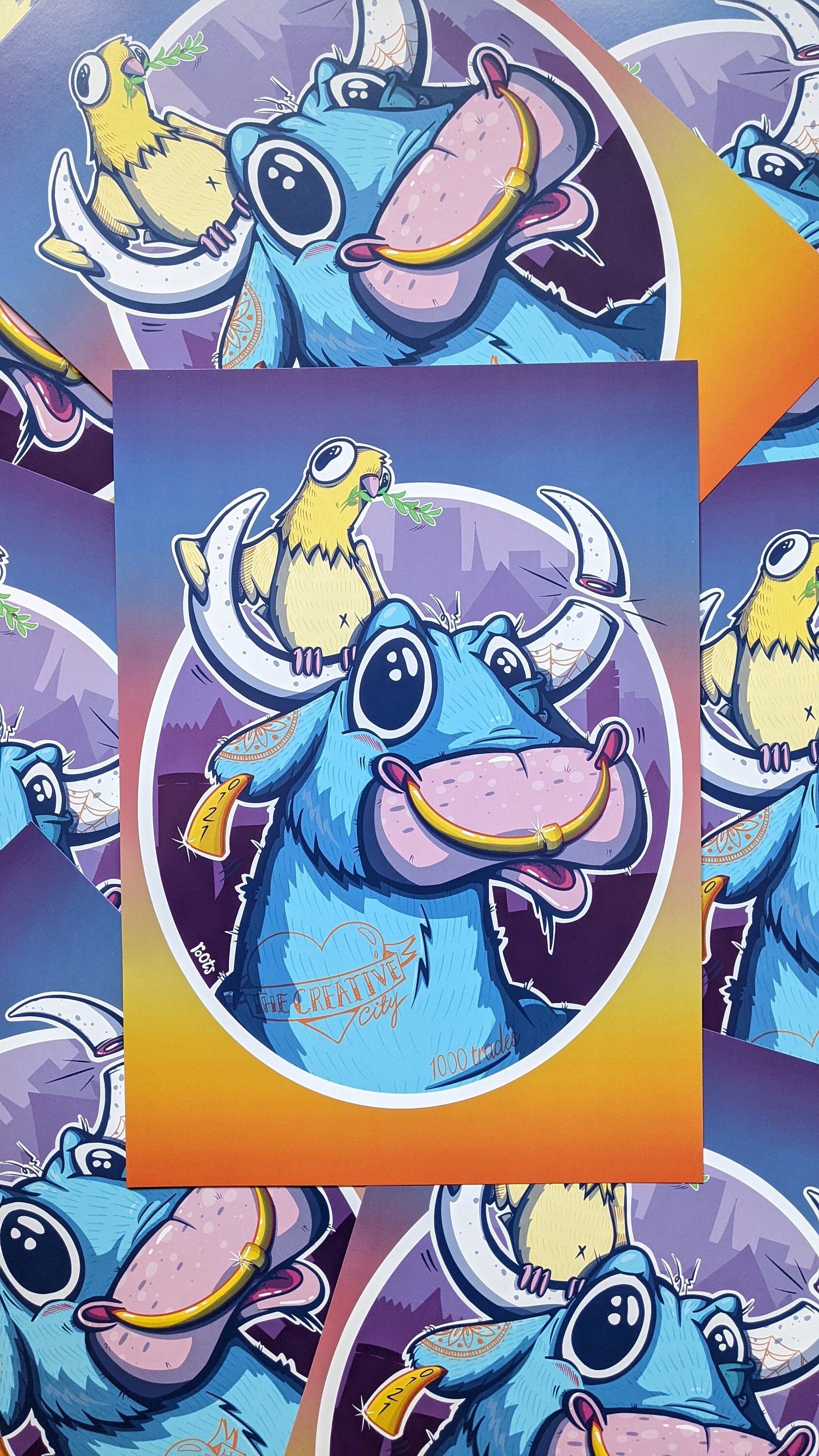 A3 Print Bull N Pidge Cartoon Birmingham Brummie Brum - Etsy