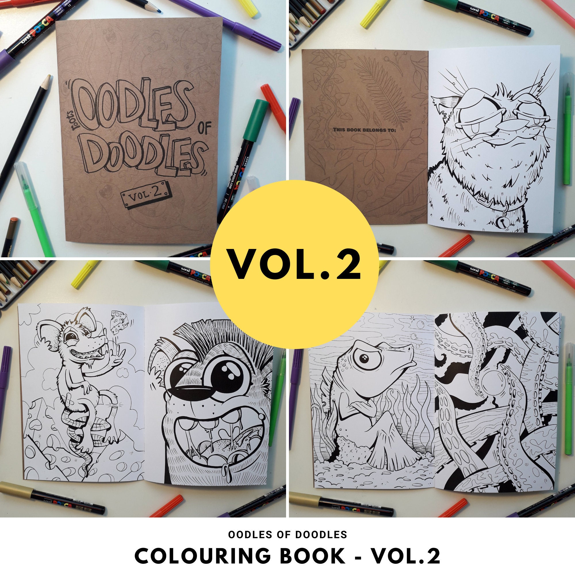 Oodles of Doodles VOL 2 A5 Colouring Book Drawing Kawaii | Etsy