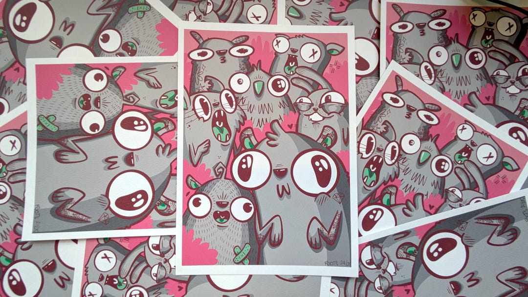 Creature Chaos - A4 Print, Animals, Toons, Tattoos, Humour, Cute ...