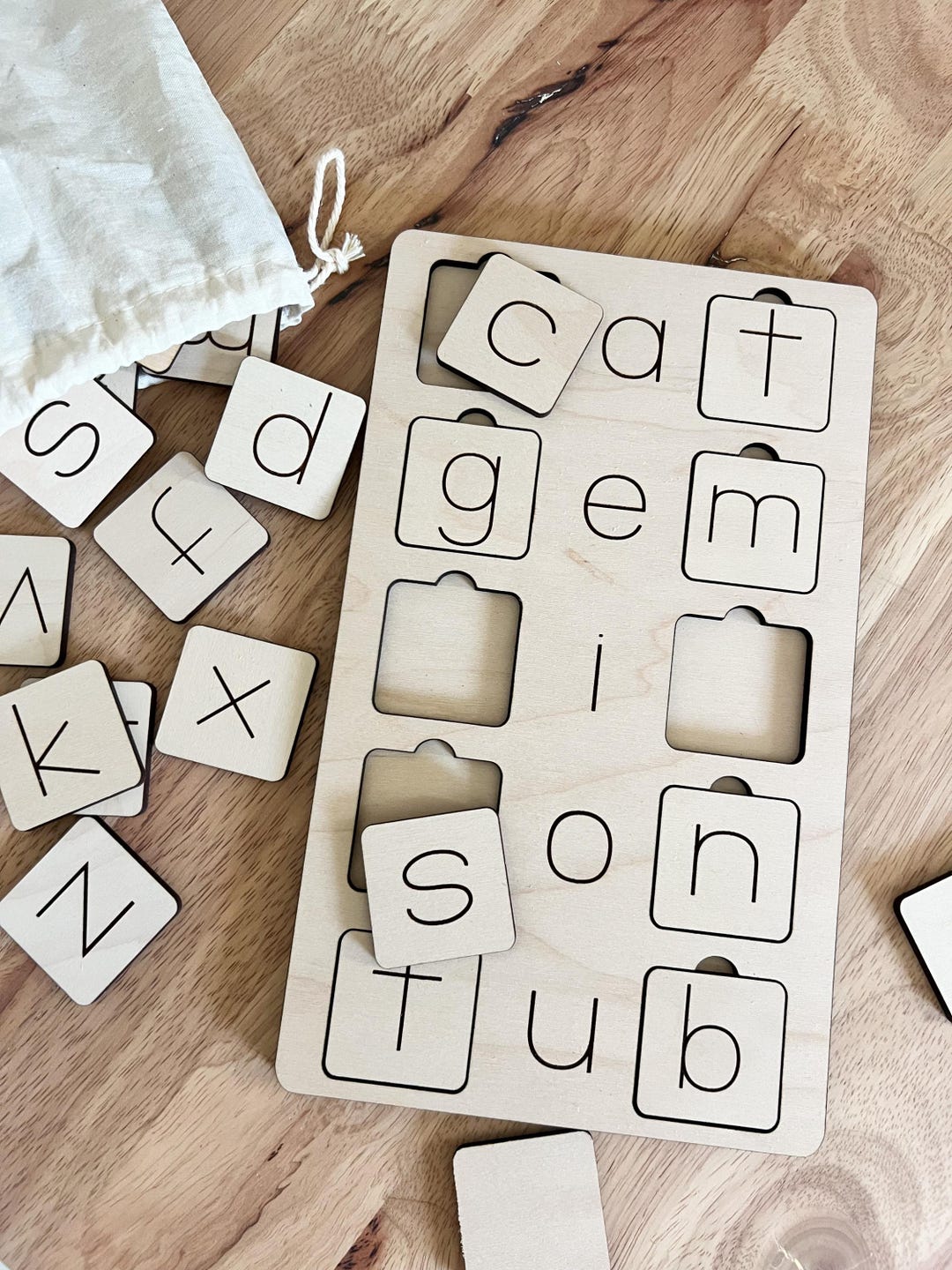 CVC Word Board + Tiles | Educational Word Building | Handmade ...