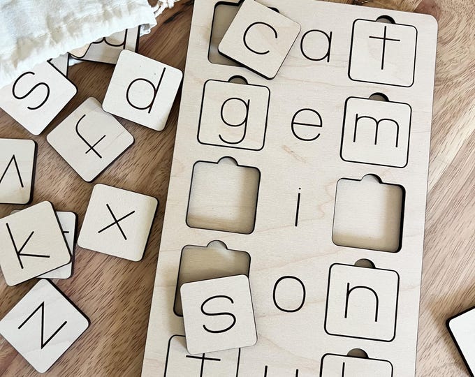 Wooden CVC Board | Wood Word Learning Board | Vowel Board | Kid's ...