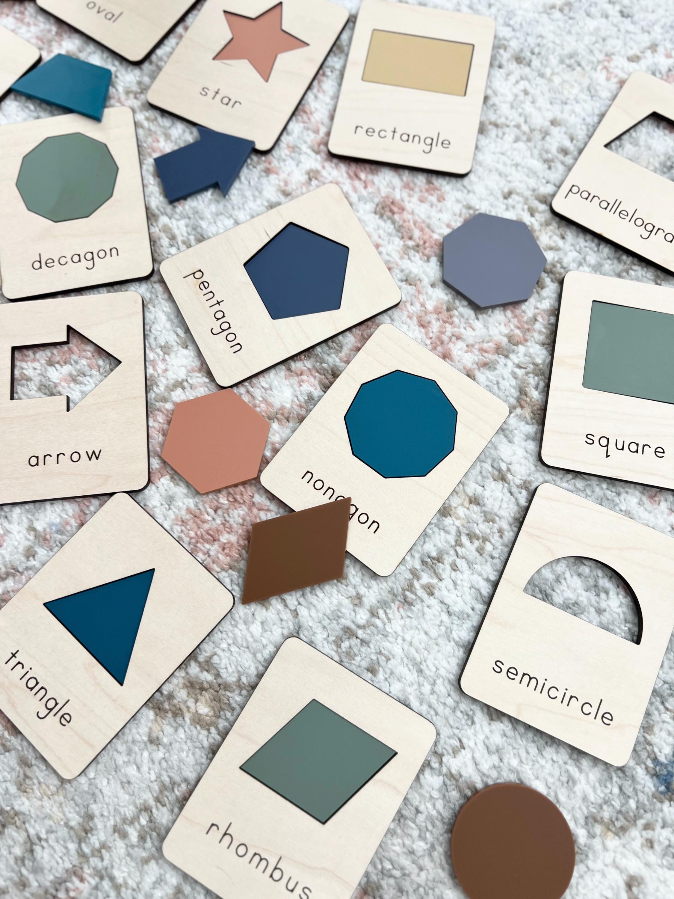 Shape Sorting Learning Activity | 21 Shapes | Montessori Style | Wooden ...
