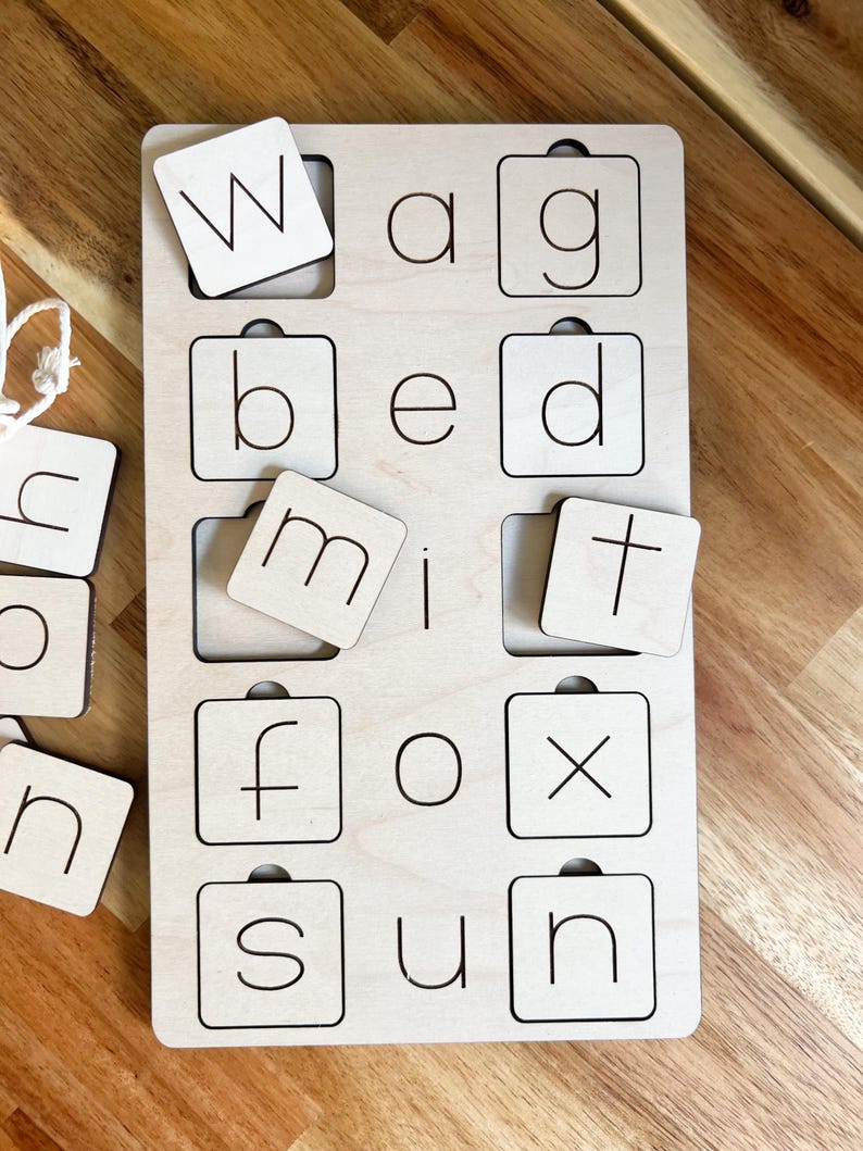 CVC Word Board + Tiles | Educational Word Building | Handmade ...