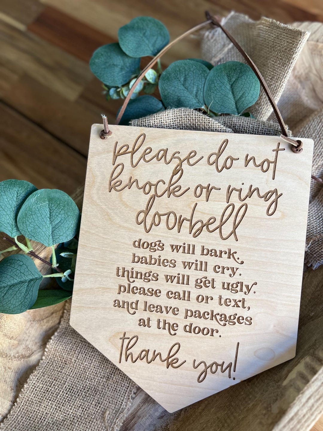 Humorous "do Not Knock or Ring Doorbell" Door Sign – Laser Engraved ...
