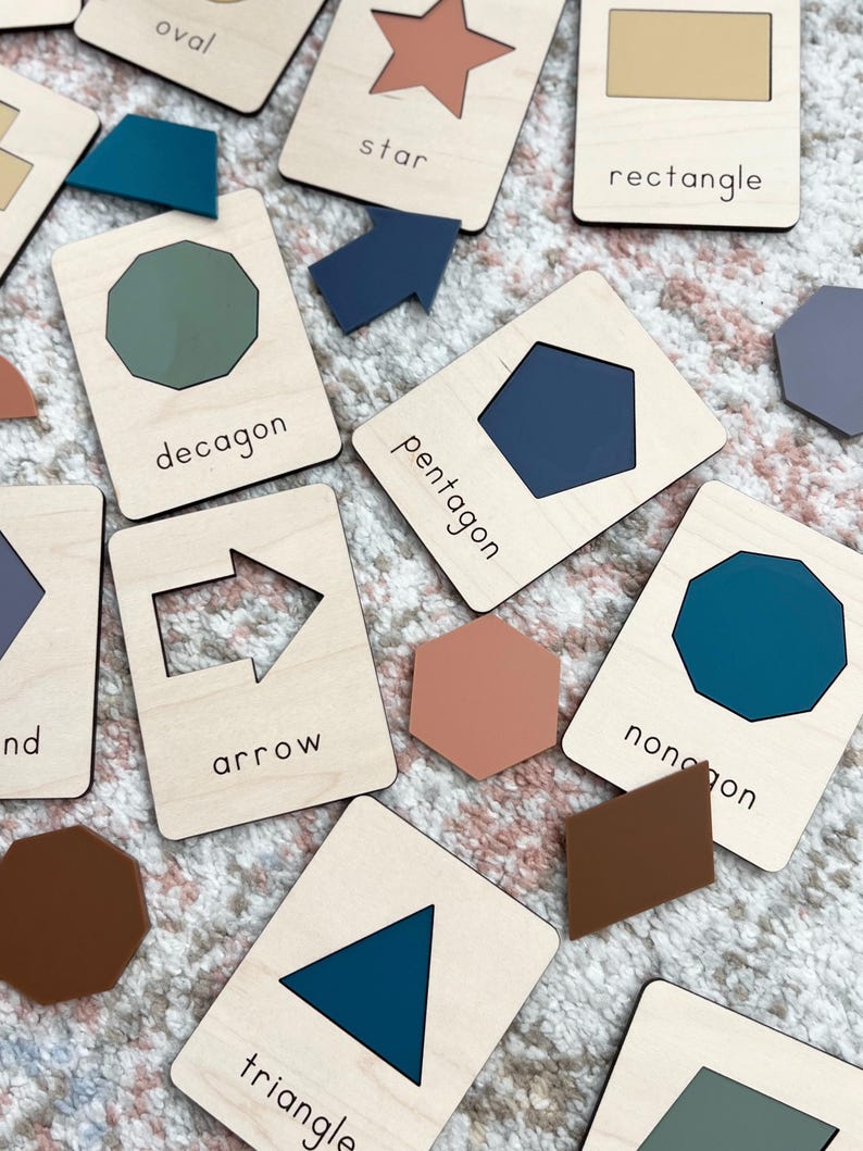 Shape Sorting Learning Activity | 21 Shapes | Montessori Style | Wooden ...