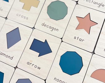 Shape Sorting Learning Activity | 21 Shapes | Montessori Style | Wooden ...