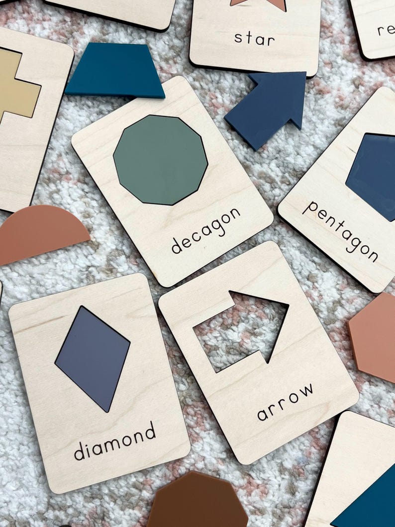 Shape Sorting Learning Activity | 21 Shapes | Montessori Style | Wooden ...