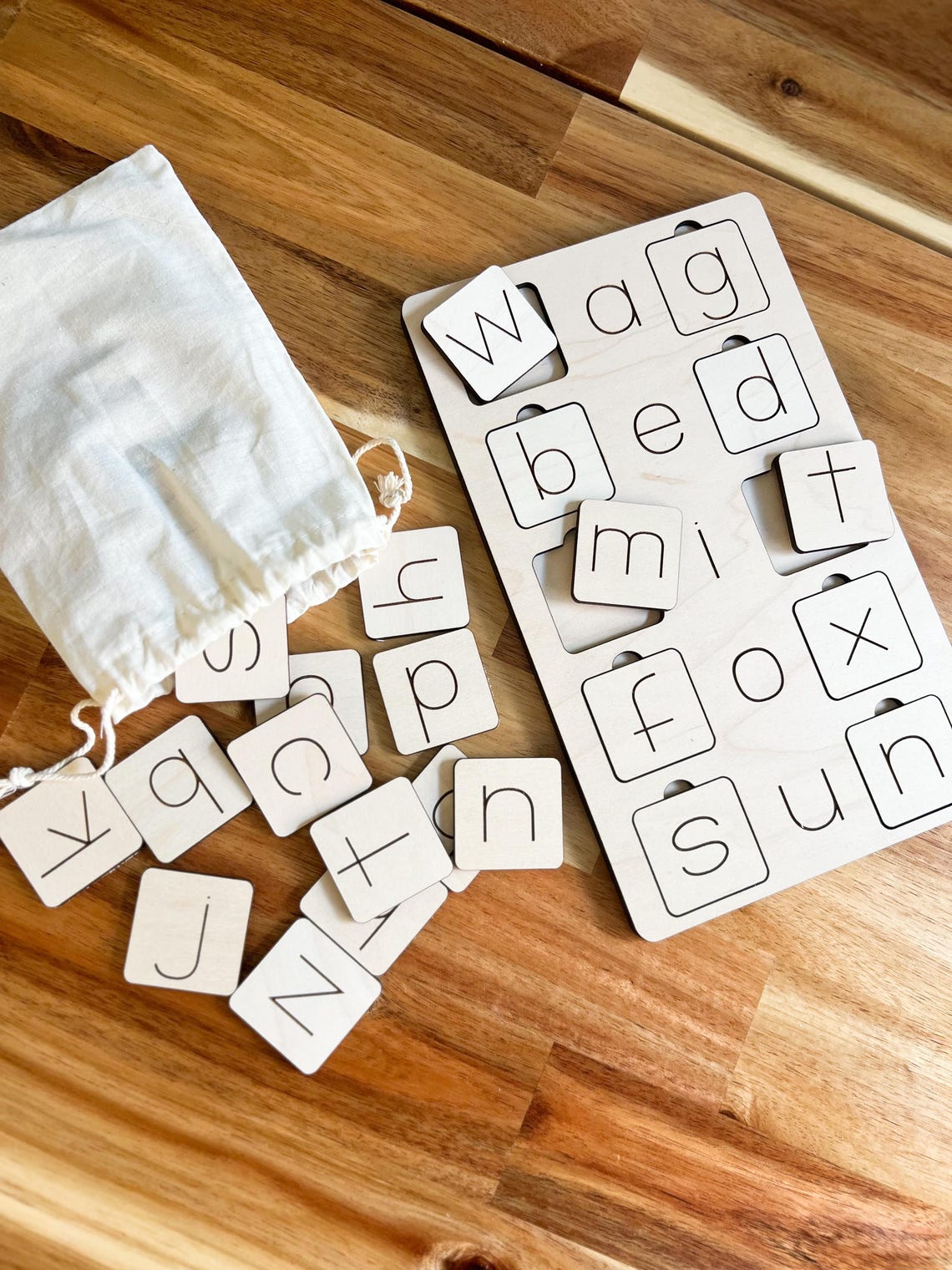 CVC Word Board + Tiles | Educational Word Building | Handmade ...