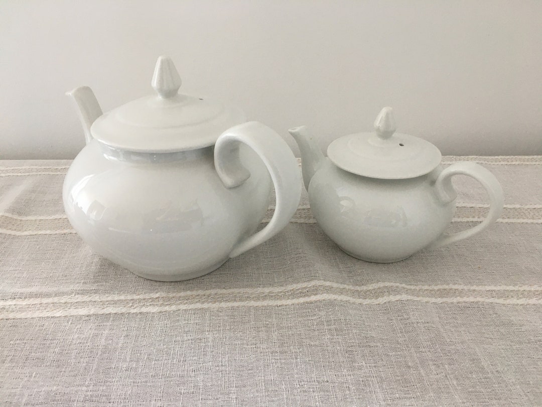 Apilco Whiteware Matching Teapots, Two, One Litre & 300 Ml, French ...