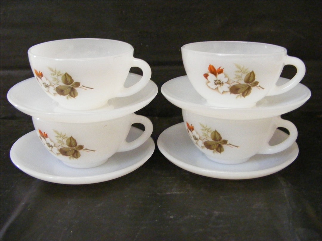 Arcopal Cups and Saucers, Wild Rose Design, Set of Four - Etsy