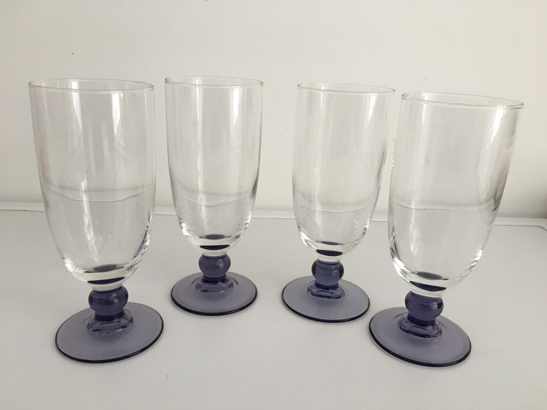 French Vintage ARC ( Luminarc) Flutes, Set of Four, Stubby Clear Glass ...
