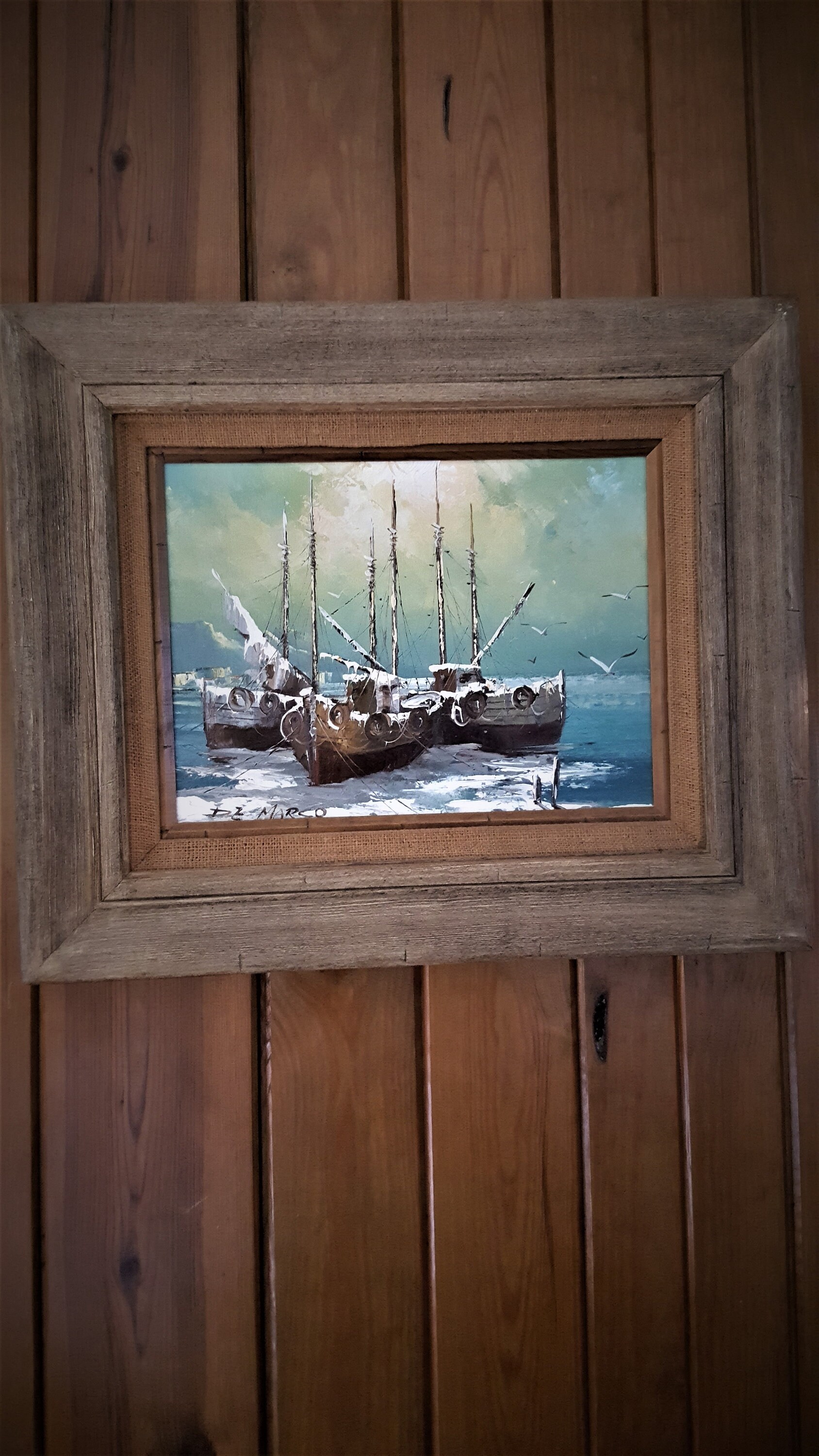 Vintage Richard DeMarco Oil Painting on Canvas Ships in | Etsy