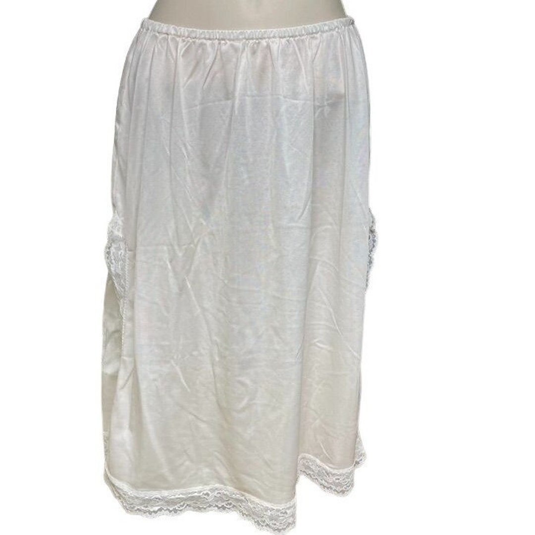 Vintage Half Slip Light Pink Double Slit Nylon Lace Hem USA Lingerier U ...