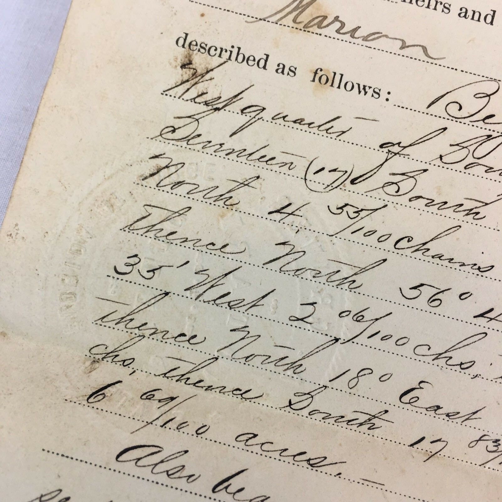 Original 1893 Real Estate Property Deed Marion County Florida Antique ...