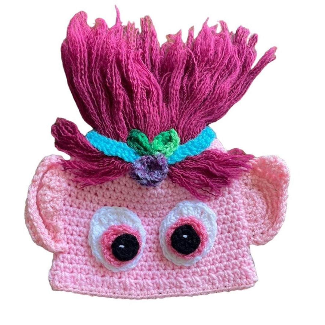Fun Poppy Troll Handmade Medium Winter Knit Pink Hat - Etsy