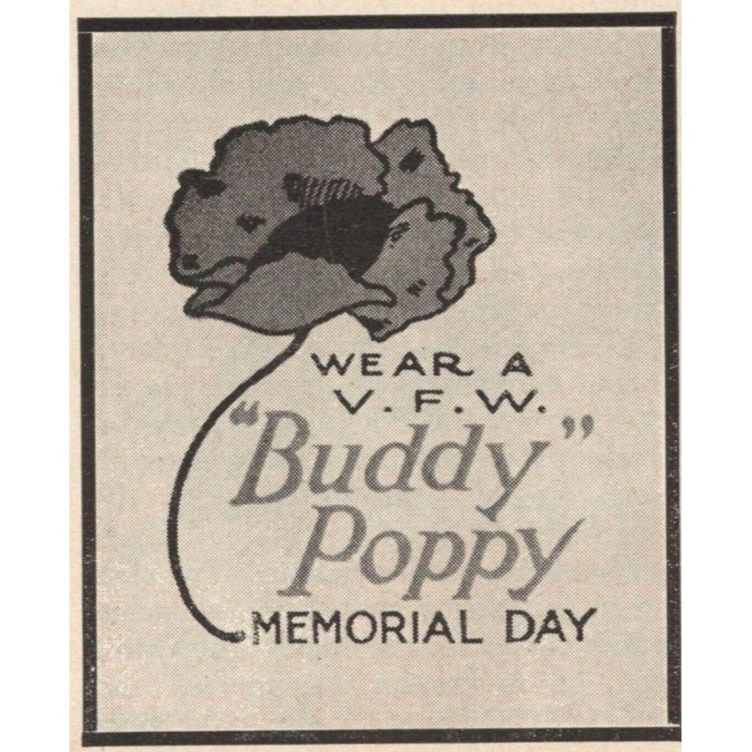 1947 VFW Buddy Poppy Memorial Day Vintage Print Ad Patriotic Ephemera ...