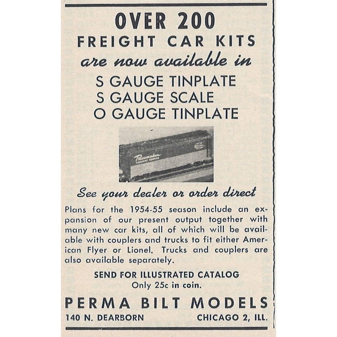 Perma Bilt Freight Car Kits Vintage Print Ad Original 1954 Chicago ...